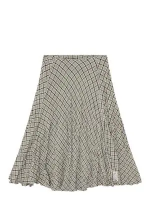 DIESEL® Midi Skirt In Seersucker-effect Check - Gray