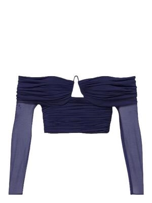 Christopher Esber Marin Draped Off-shoulder Top - Blue