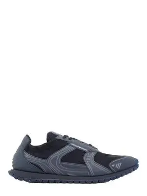 Emporio Armani Ripstop And Mesh Sneakers With Textured Rubber Sole - Blue