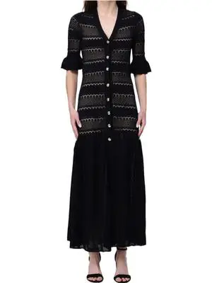 Liu Jo V-neck Maxi Dress With Metallic Button Detail - Black