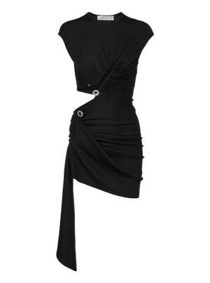 Christopher Esber Droplet Crystal Ribbed-knit Jersey Mini Dress - Black