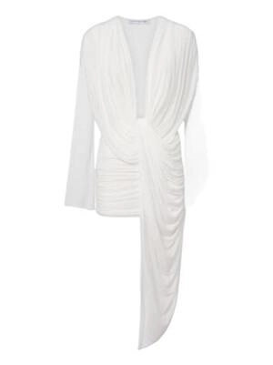 Christopher Esber Ripple Draped Asymmetric Mini Dress - White