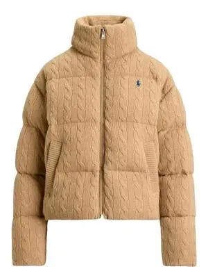 Polo Ralph Lauren Cable-knit Quilted Cotton Zip-up Jacket - Light Brown