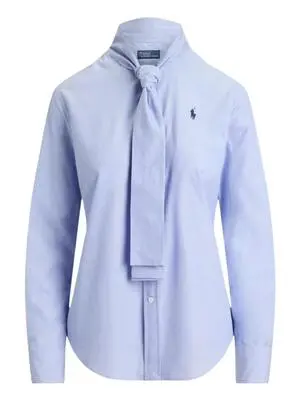 Polo Ralph Lauren Polo Ralph Lauren "Tie Neck" Embroidered Logo Button-Up Shirt Blue