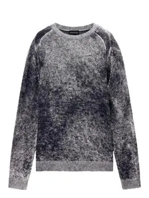 Emporio Armani Emporio Armani Ribbed Virgin Wool Sweater With Melange Print Grey