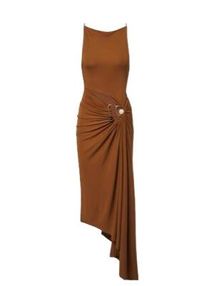 Christopher Esber Veer Spiral Crystal Draped Midi Dress - Brown