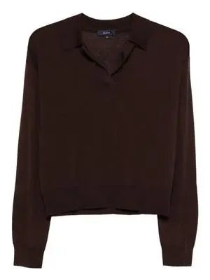 Soeur Long-sleeve Knit Top With Polo Collar - Black