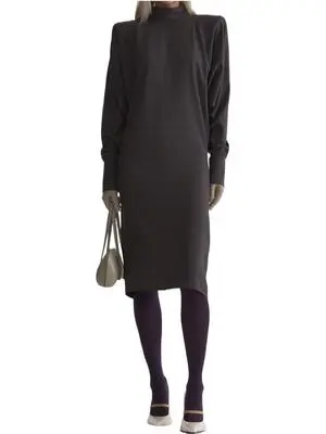 MUGLER High-neck Midi Dress With Raglan Sleeves - Brown