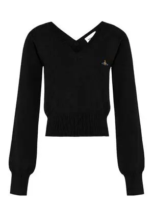 VIVIENNE WESTWOOD Beatrice V-neck Knitted Sweater - Black