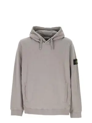 Stone Island Stone Island Drawstring Hooded Sweatshirt Gray