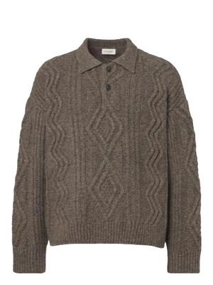 FRAME Cable-knit Wool And Alpaca-blend Polo Sweater - Brown