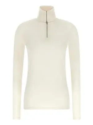 JIL SANDER Half-zip High Neck Long Sleeve Sweater - White