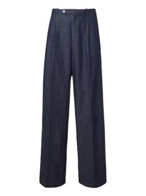 JIL SANDER Cotton Chambray Wide-leg Pants - Blue