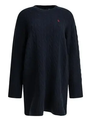 Polo Ralph Lauren Cable-knit Mini Dress With Embroidered Logo - Navy-blue
