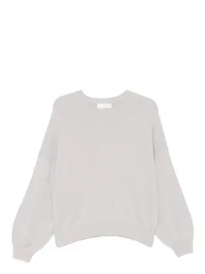 LISA YANG Crew Neck Puff Sleeve Sweater - Seashell Grey