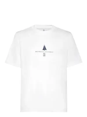 Brunello Cucinelli Logo Printed Crewneck T-shirt - White