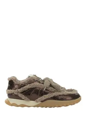 Pinko Logo Detail Paneled Sneakers - Brown