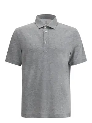 Brunello Cucinelli Contrast-trim Short-sleeved Polo Shirt - Gray