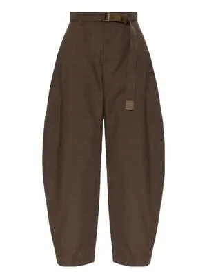 Sacai Belted Lantern Trousers - Brown