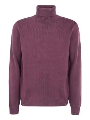 NUUR Turtleneck Sweater With Ribbed Cuffs And Hem - Eggplant