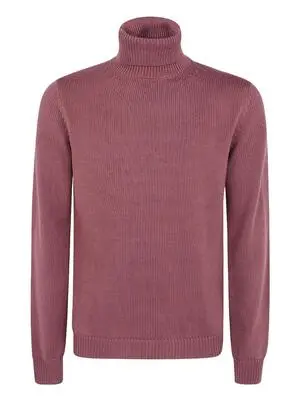 NUUR Turtleneck Sweater With Ribbed Cuffs And Hem - Brick