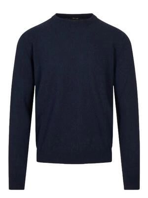 Kiton Long-sleeved Knitwear With Ribbed Details - Navy