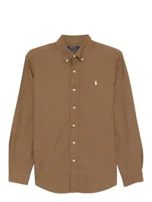 Polo Ralph Lauren Logo Embroidered Curved Hem Shirt - Brown