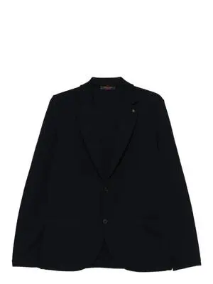GRAN SASSO Patch-pocket Wool Blazer - Navy