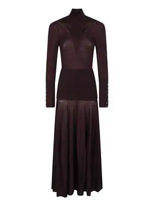 Rabanne Long Sleeve High Neck Dress - Black
