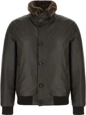 MOORER Cleros Jacket With Fur Trim - Brown