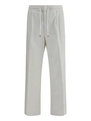 Brunello Cucinelli Brunello Cucinelli Drawstring Tapered Leg Trousers Gray