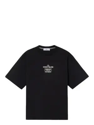Stone Island Logo Printed Crewneck T-shirt - Black