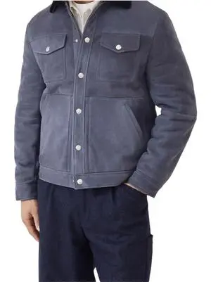 Brunello Cucinelli Shearling-collar Suede Jacket - Black