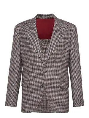 Brunello Cucinelli Houndstooth Single Breasted Blazer - Gray