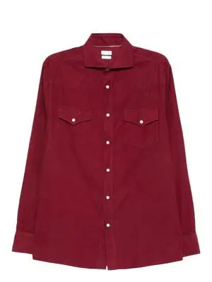 Brunello Cucinelli Long Sleeved Button-up Shirt - Red