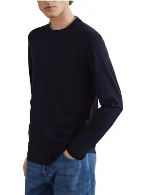 Brunello Cucinelli Contrasting-trim Long-sleeved T-shirt - Black