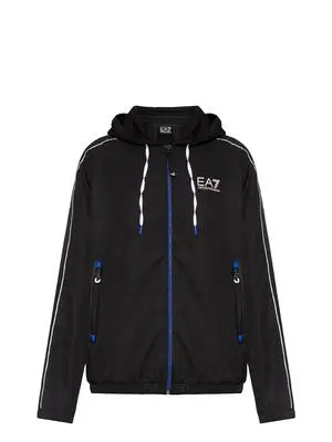 EA7 Logo-printed Drawstring Hoodie - Black