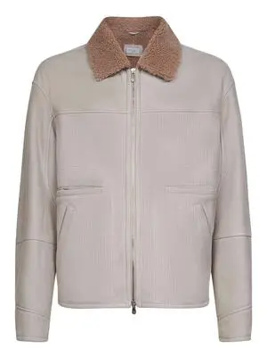 Brunello Cucinelli Long-sleeved Zip-up Jacket With Lapel Collar - Gray