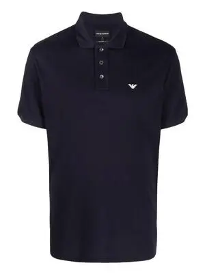 Emporio Armani Micro Eagle Mercerised Pique Polo Shirt - Black