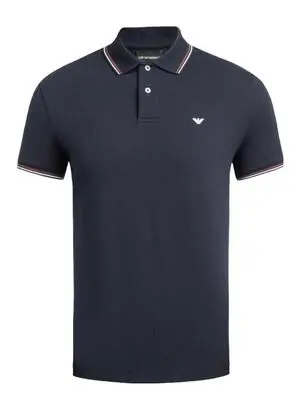 Emporio Armani Logo Printed Short Sleeved Polo Shirt - Black