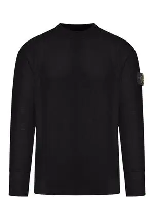 Stone Island Logo Patch Crew Neck Jumper - Black