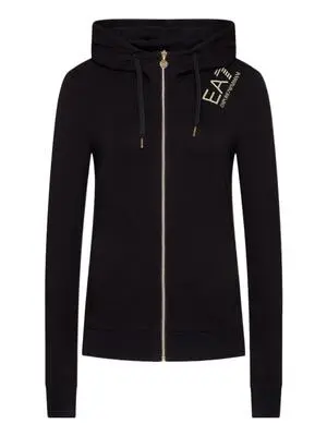 EA7 Logo-print Zip-up Hoodie - Black