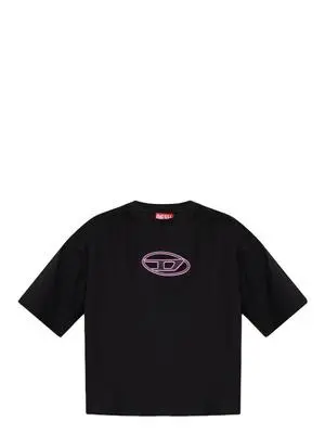 DIESEL® Boxy T-shirt With Iconic Oval D Logo - Black