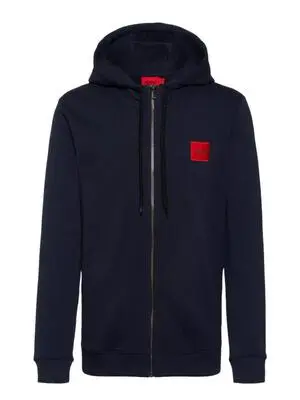 Hugo Boss Zip-up Hoodie With Embroidered Logo - Black