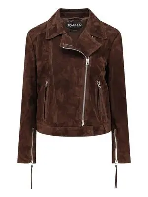 TOM FORD Suede Biker Jacket - Brown
