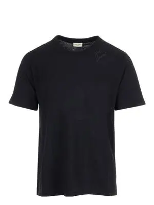 Saint Laurent Signature-print T-shirt - Black