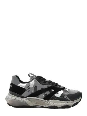 Valentino Garavani Bounce Camo Print Leather Sneakers - Gray
