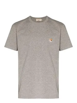 Maison Kitsuné Fox Logo Embroidered T-shirt - Gray