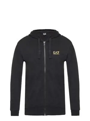EA7 Printed Logo Hoodie - Black