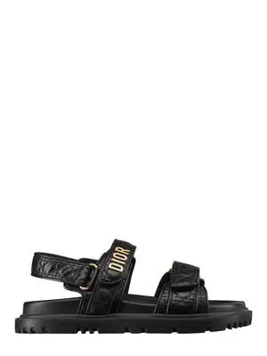 Dior Quilted Leather Act Sandals With Gold-tone Logo - Black